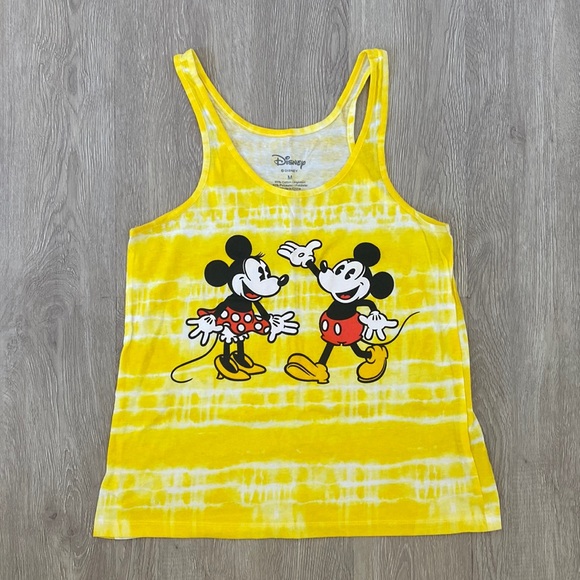 Disney | Tops | Mickey And Minnie Mouse Yellow Tye Die Tank Size Medium ...
